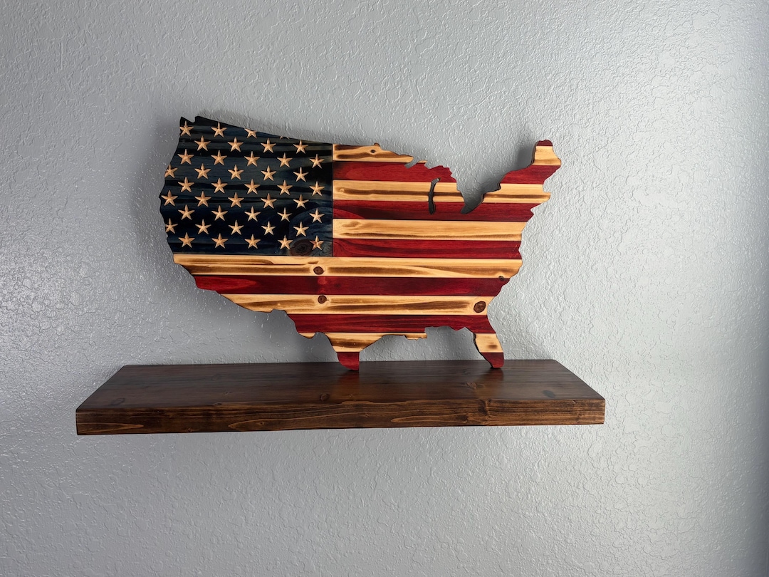 USA Shaped Flag, American Wood Flag - Etsy