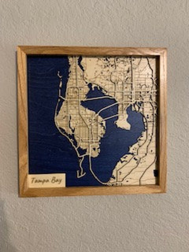 Custom Map Gift Engraved on Wood Map Personalized Gifts Map Print Lake ...