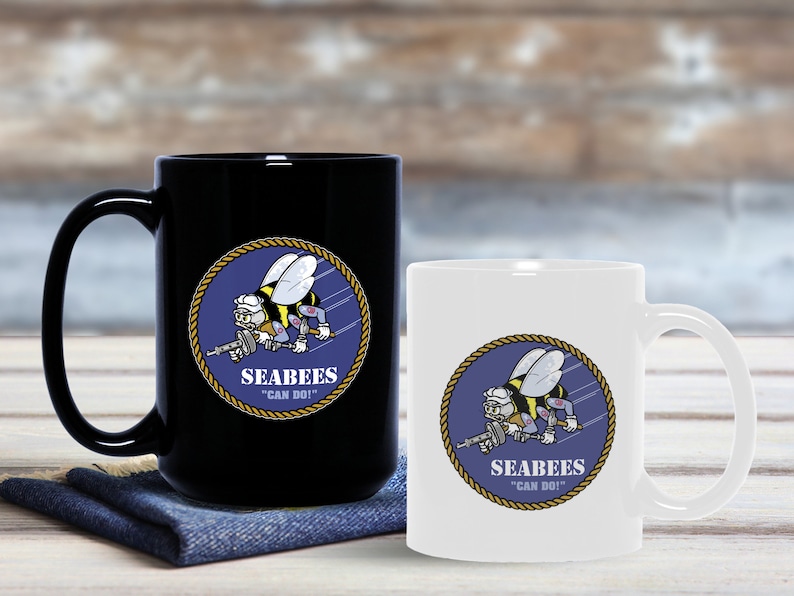 Seabees Mug, US Navy Seabees Gift, Naval Construction Battalion Veteran ...