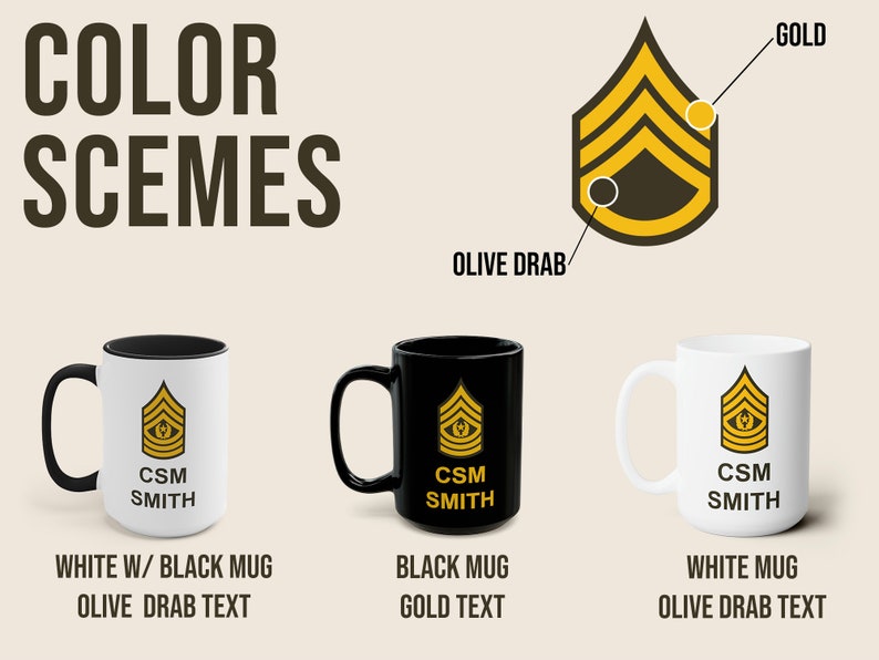 Personalized Army Mug: Custom Rank & Text, Military Gift - Etsy