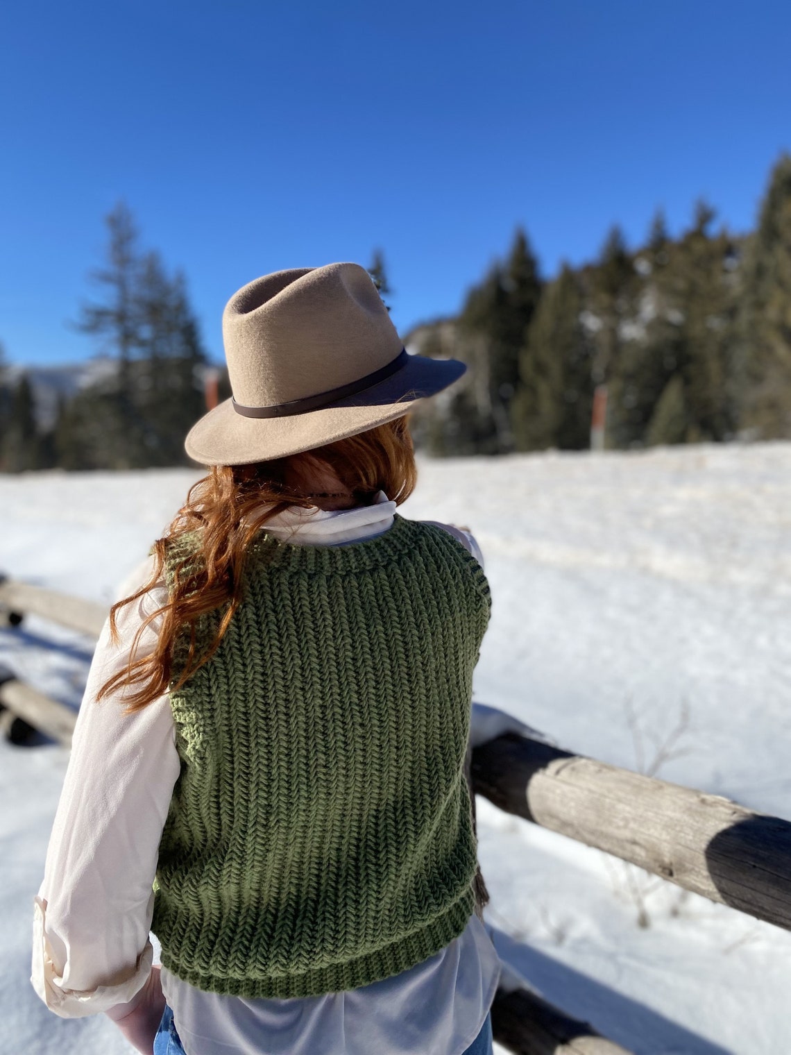 Pine Tree Views Crochet Sweater Vest. This Vest Uses Herringbone Stitch ...