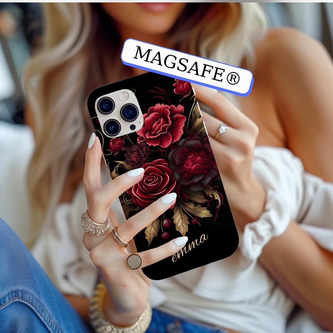 Custom Vintage Moody Floral Magsafe® iPhone Case, Personalized Gothic ...