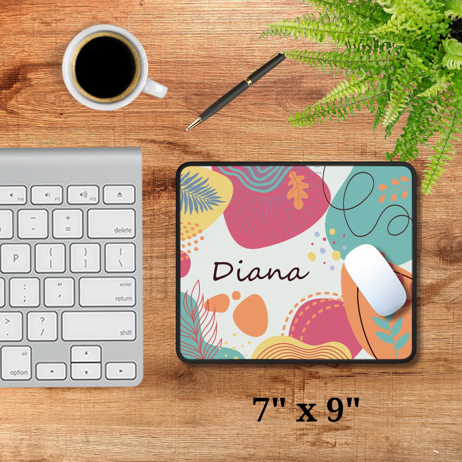 Personalized Abstract Boho Desk Mat, Custom 70s Boho Office Desk Decor ...