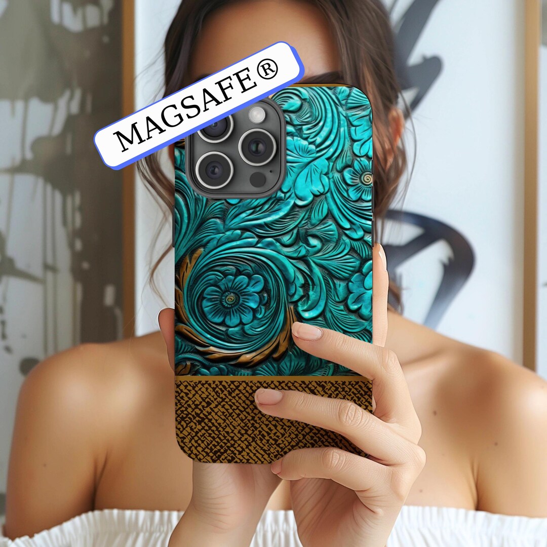 Hand-tooled Leather-look, Magsafe® iPhone Case, Western Style Tough ...