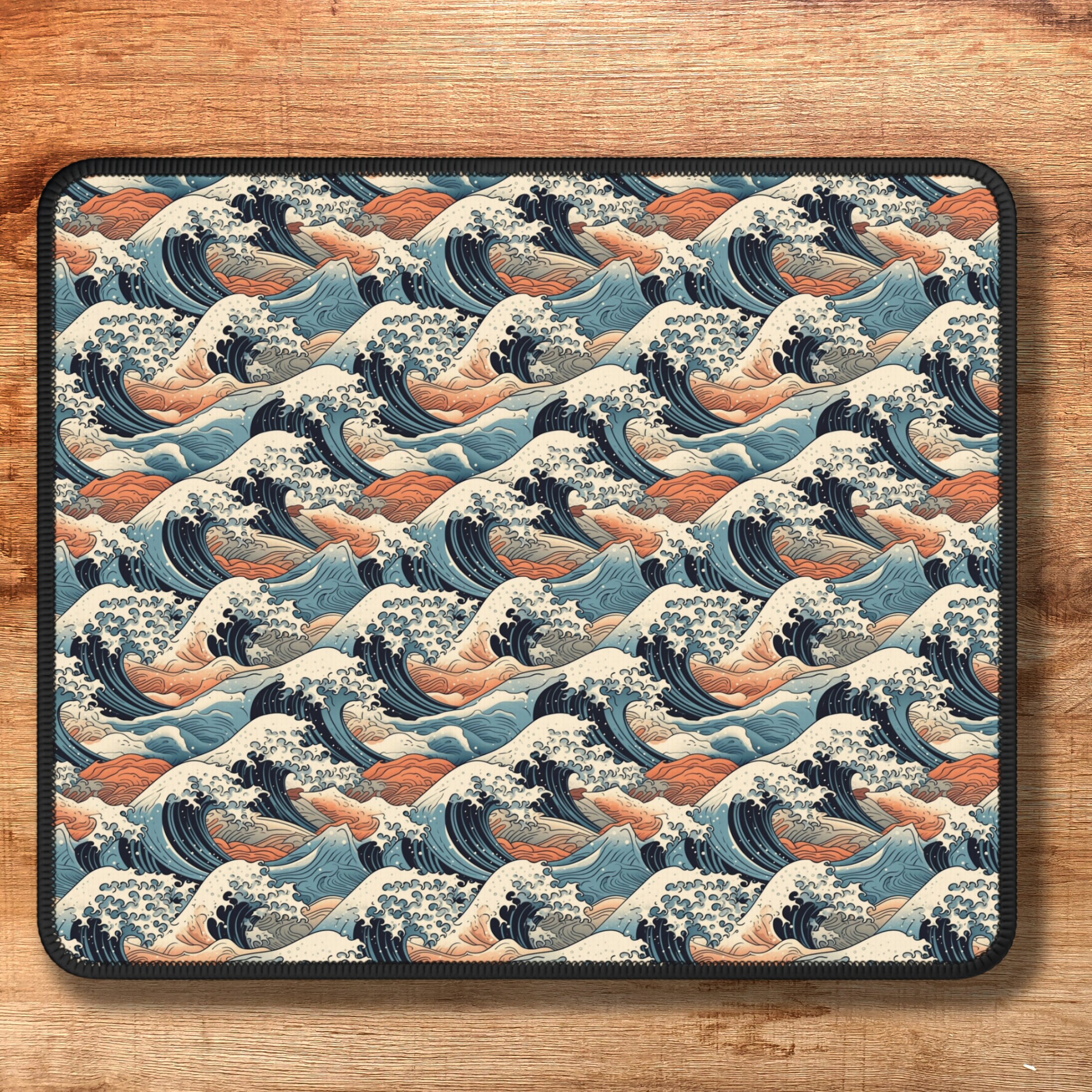 Vintage Japanese Waves Gaming Desk Mat, Asian Culture, Katsushika ...