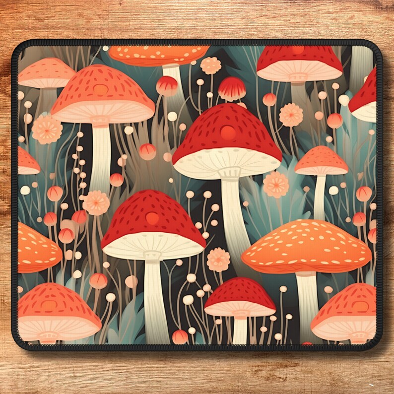 Magic Mushrooms Gaming Desk Mat, Large Anti-slip Mousepad, Mushroom ...