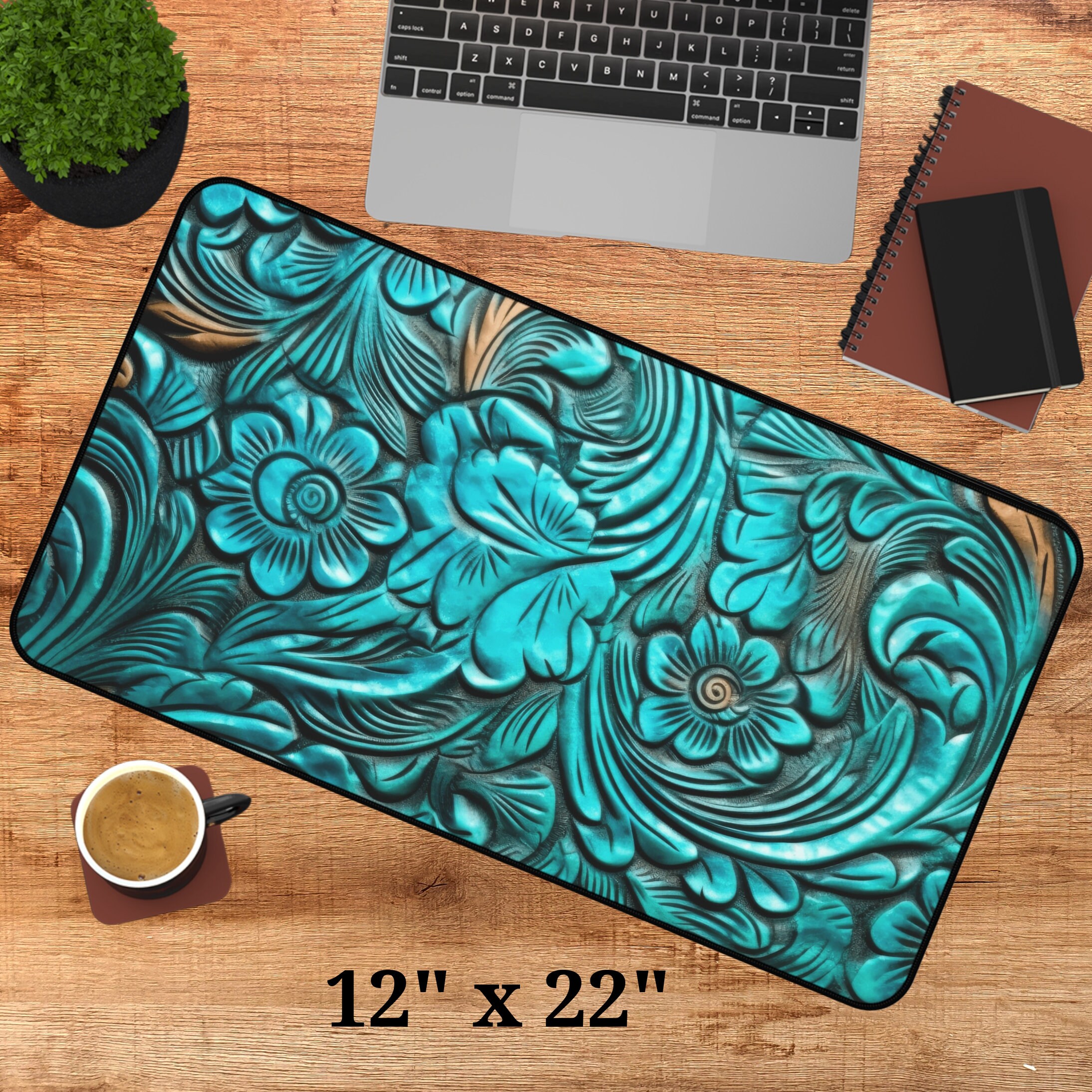 Hand Tooled Leather-look Desk Mat, Western Home Decor, Large No Slip ...