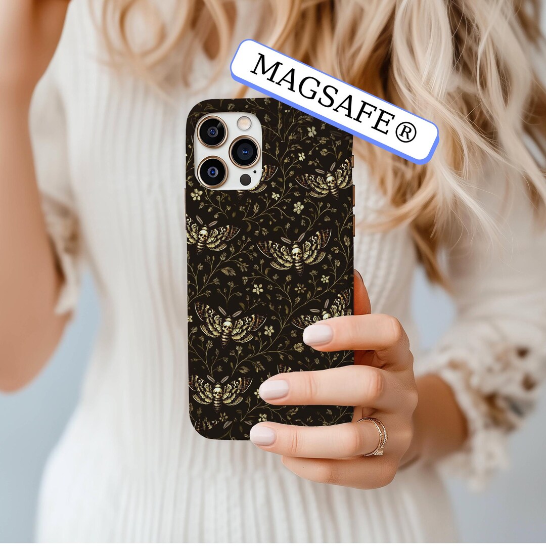 Goth Horror Death Head Moths Magsafe® iPhone Tough Case, Moody ...