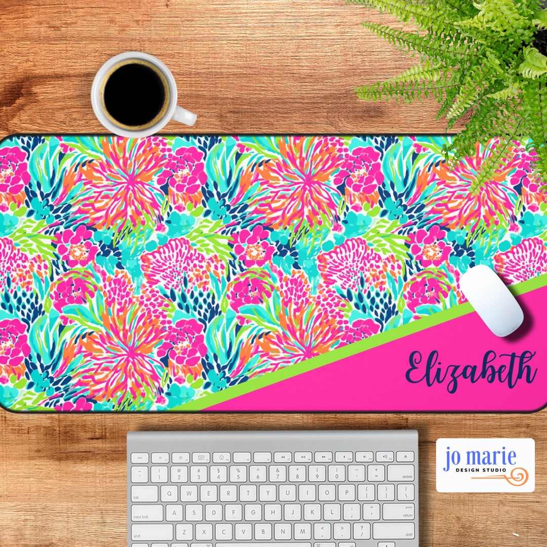 Custom Preppy Desk Mat, Personalized Trendy Mousepad, Leopard Print ...