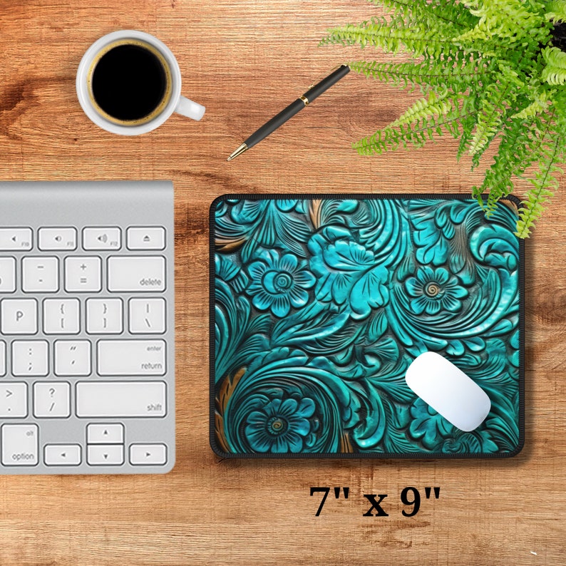 Hand Tooled Leather-look Desk Mat, Western Home Decor, Large No Slip ...