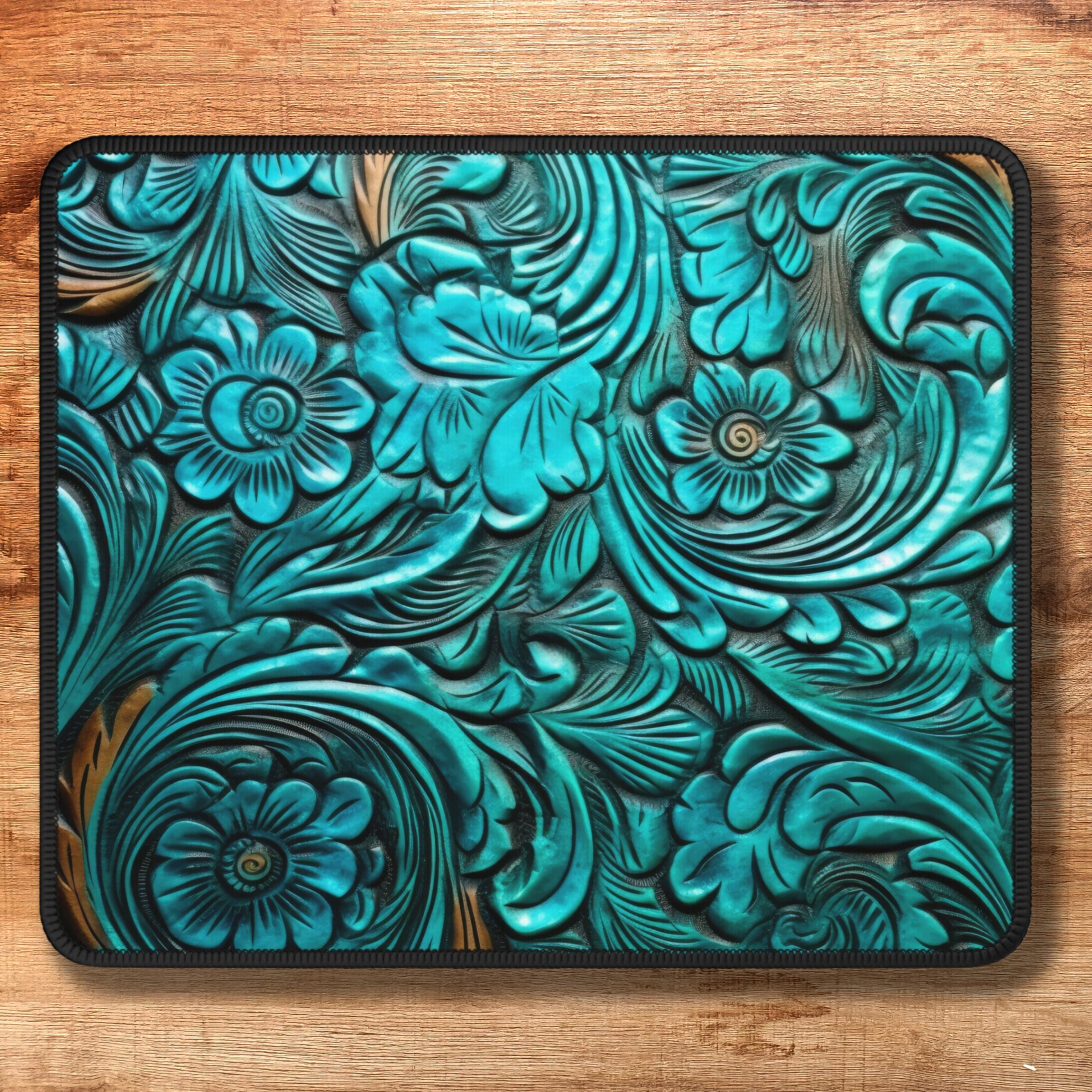 Hand Tooled Leather-look Desk Mat, Western Home Decor, Large No Slip ...