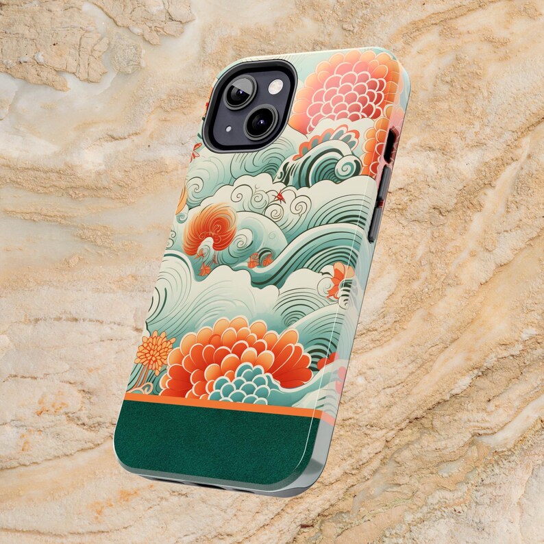 Japanese Folk Art Floral Phone Tough Case, Asian Themed Phone Case ...