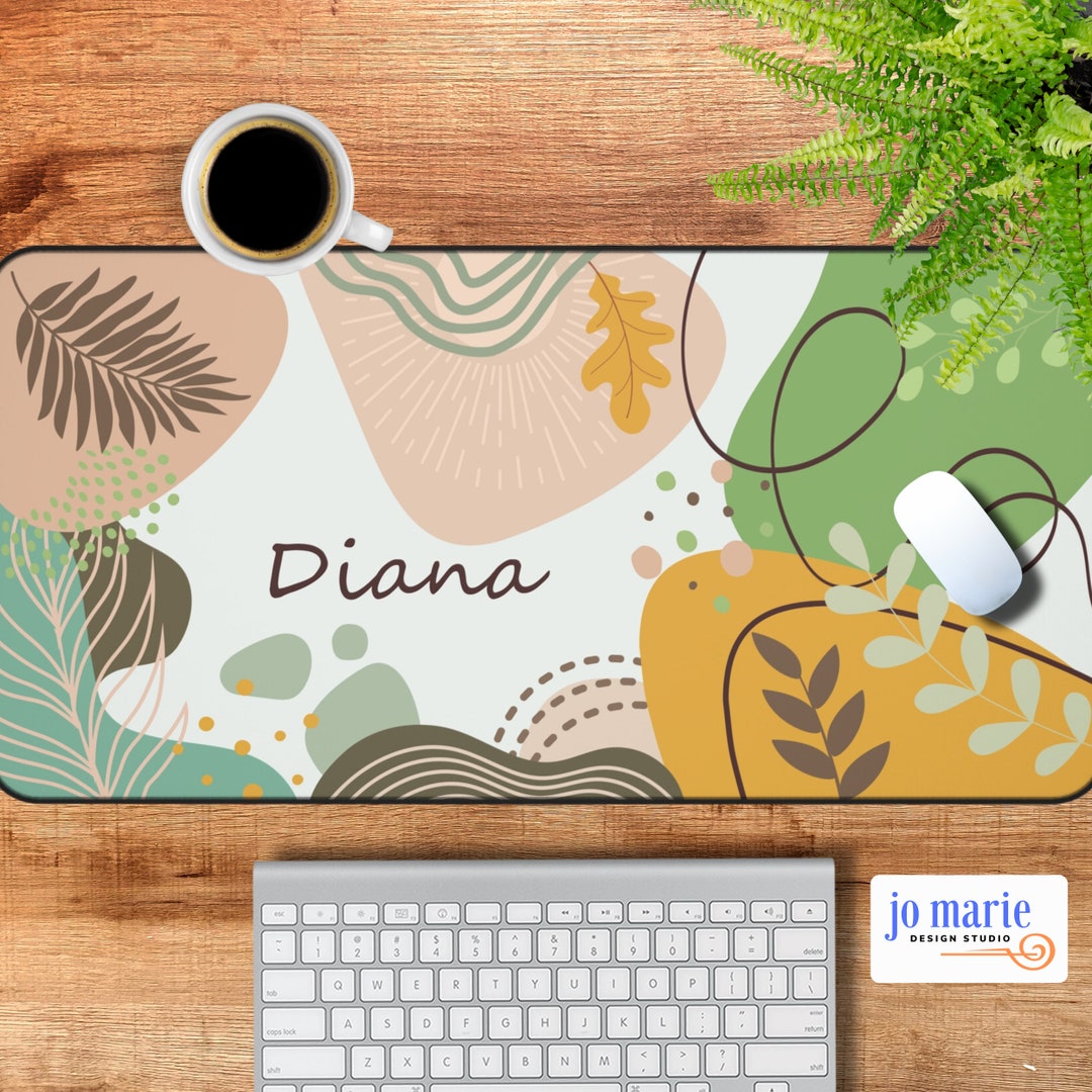 Personalized Abstract Boho Desk Mat, Custom 70s Boho Office Desk Decor ...
