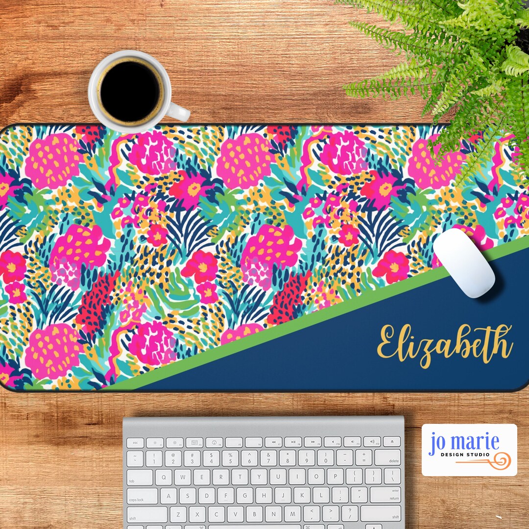 Custom Preppy Desk Mat, Personalized Trendy Mousepad, Leopard Print ...