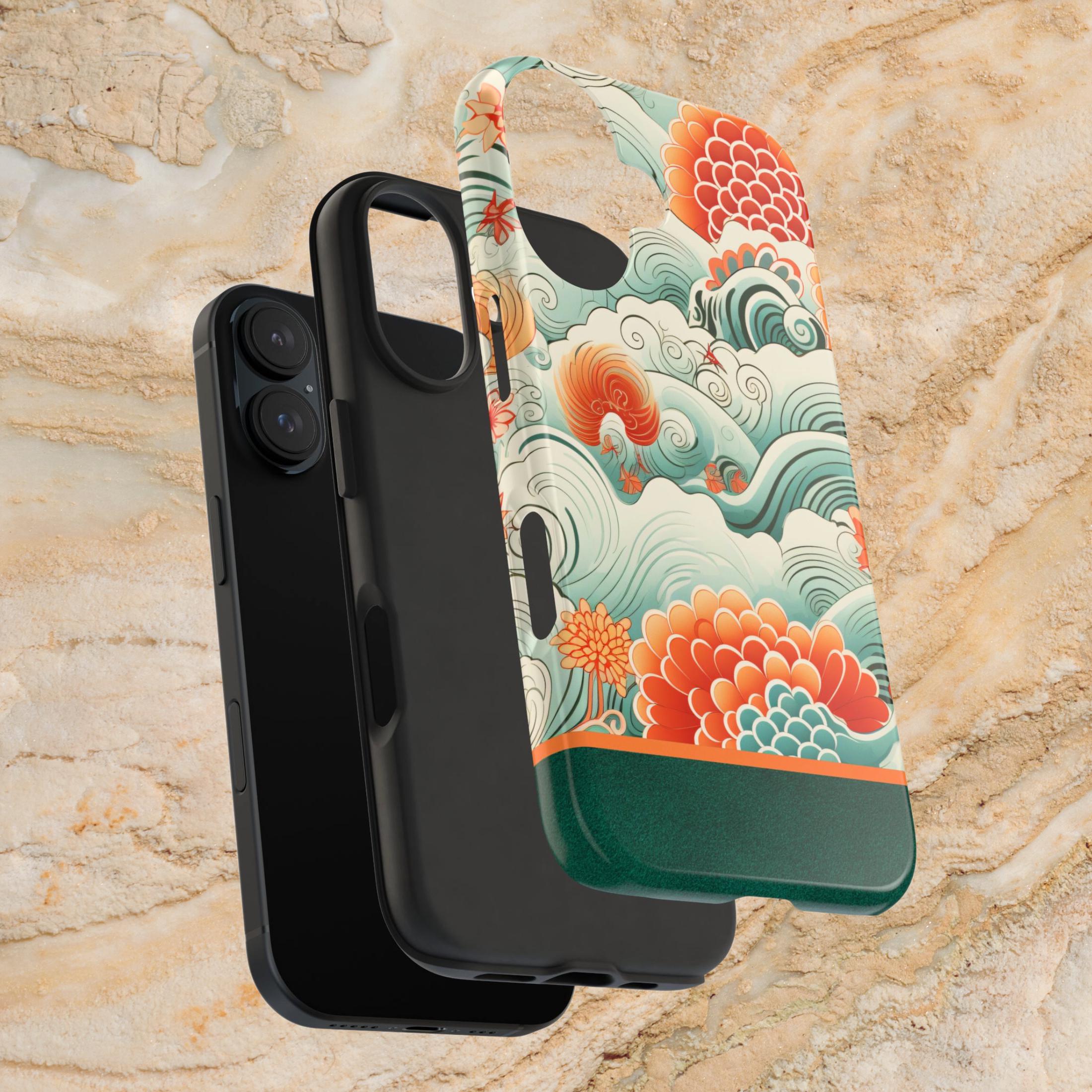 Japanese Folk Art Floral Phone Tough Case, Asian Themed Phone Case ...