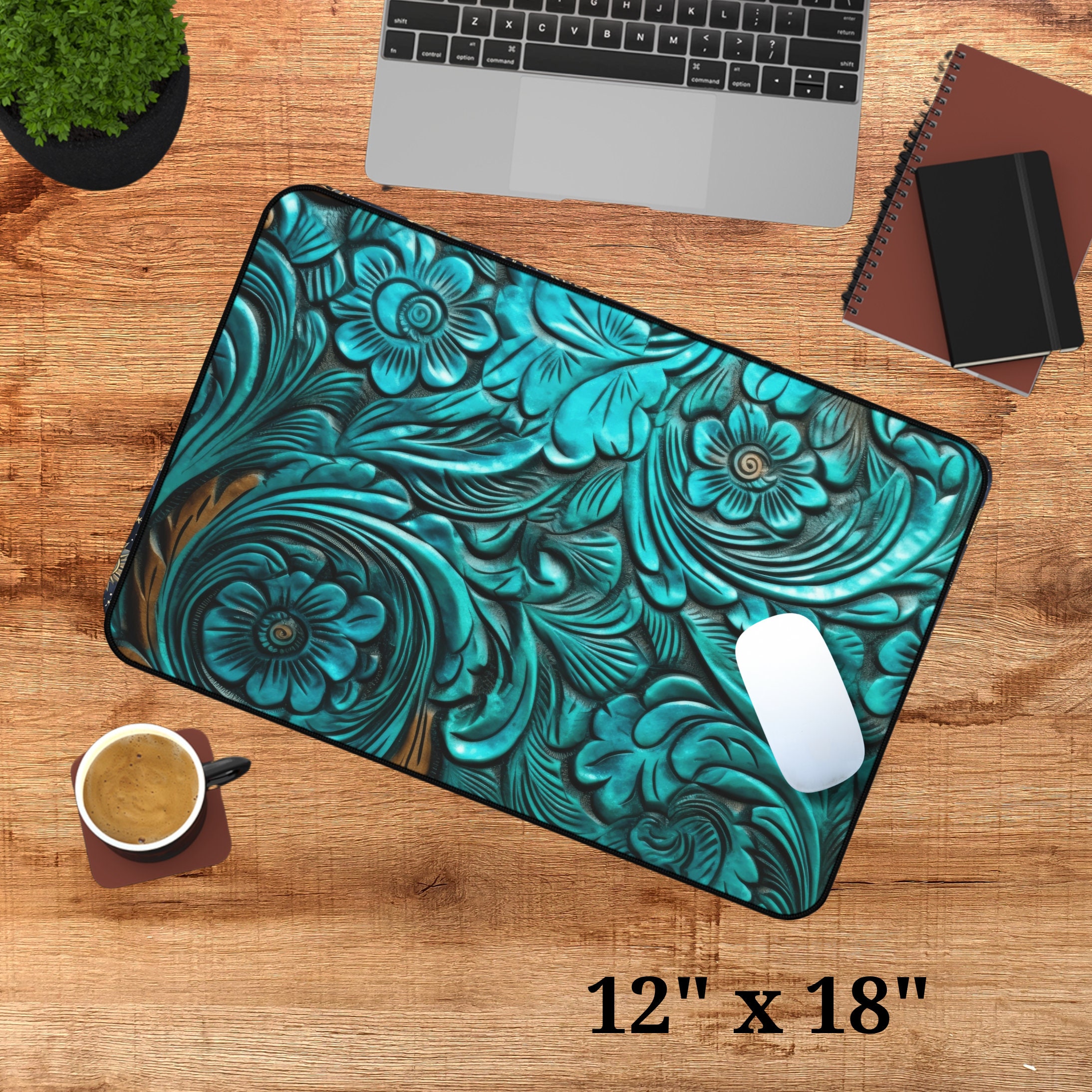 Hand Tooled Leather-look Desk Mat, Western Home Decor, Large No Slip ...
