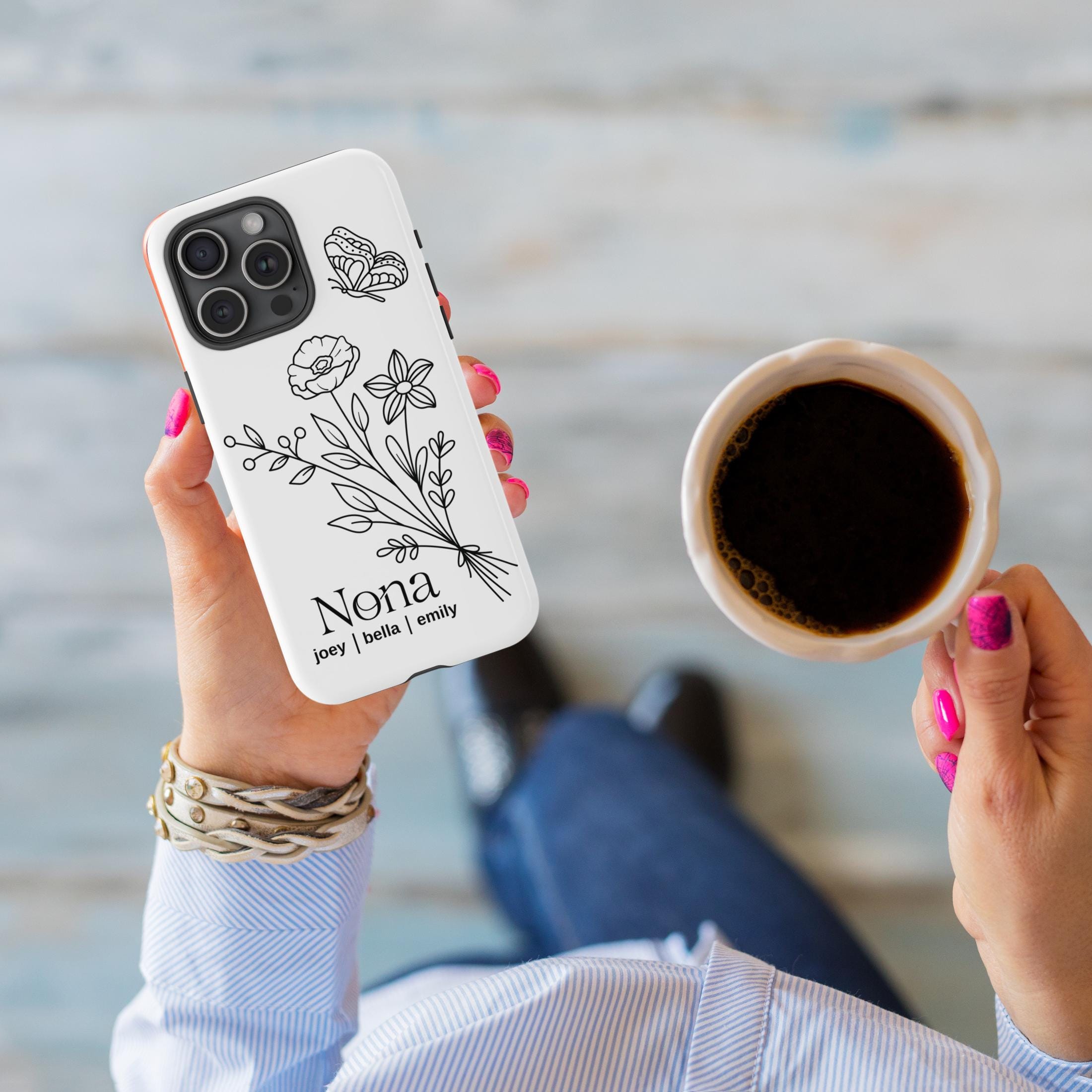 Personalized Grandmother Nona Floral iPhone Case, Custom Phone Case ...