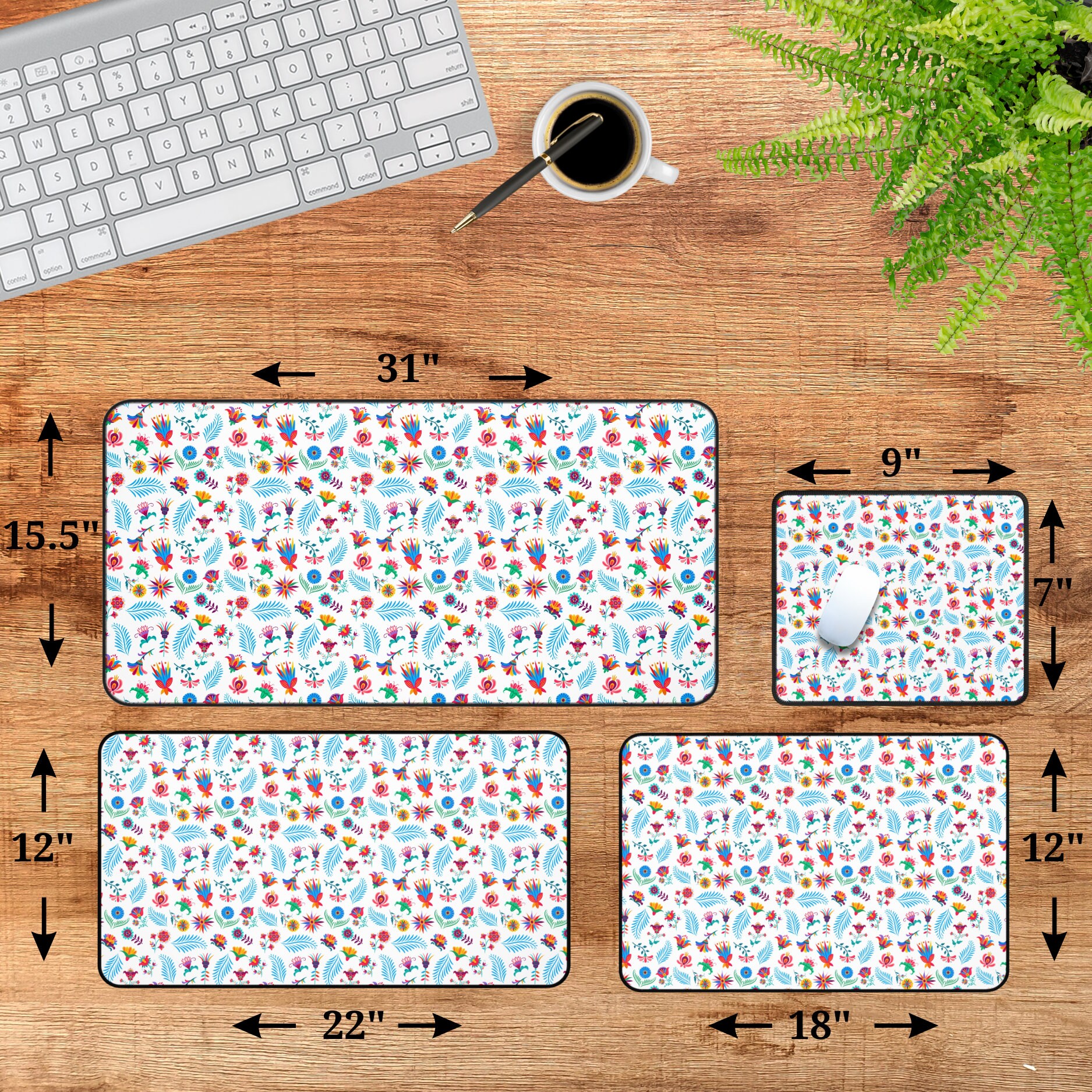 Mexican Otomi Art Gaming Desk Mat, Large Anti-slip Mousepad, Mexico ...