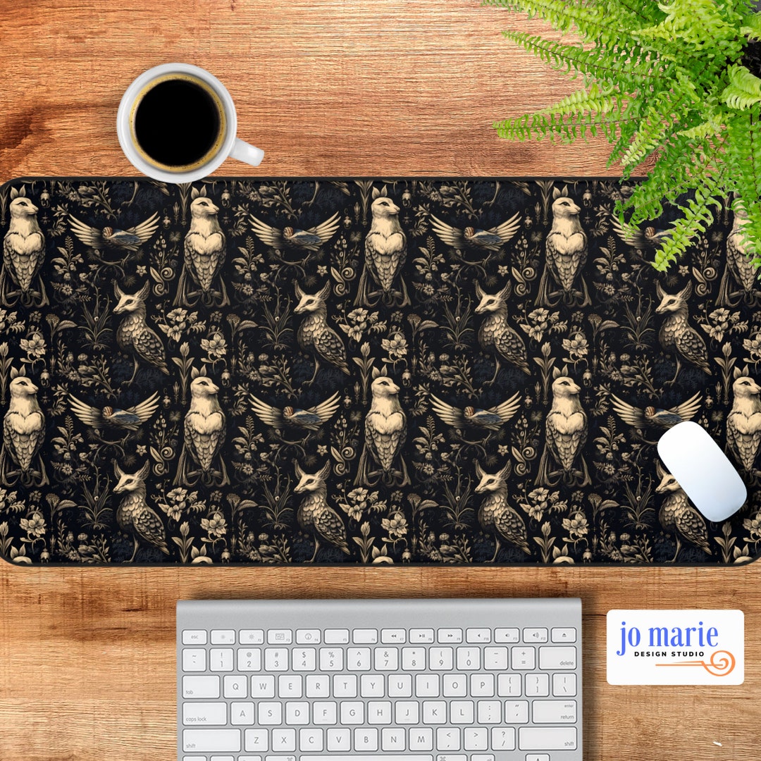 Fantasy Goth Gaming Desk Mat, Gothic Creatures Office Decor, Large Anti ...