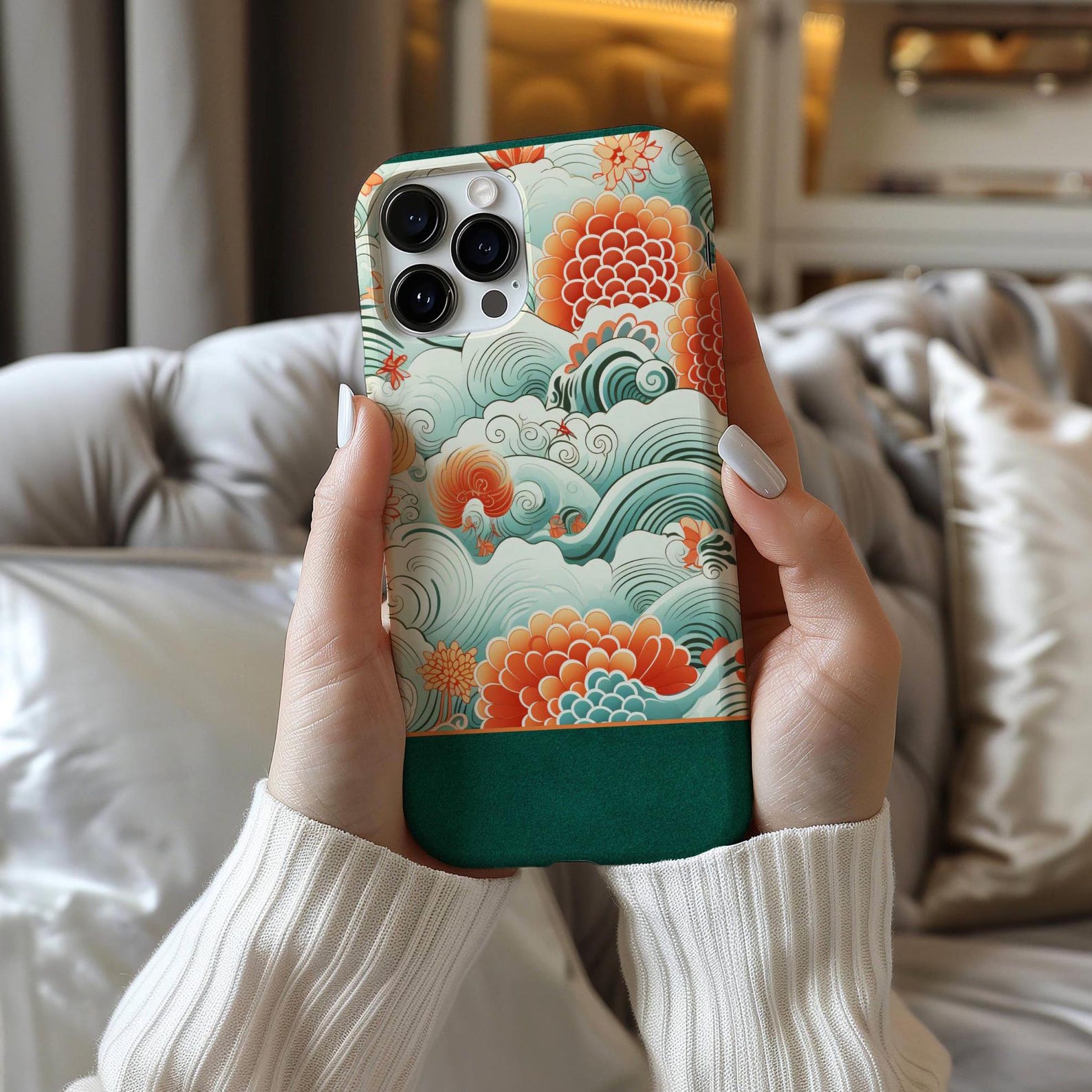 Japanese Folk Art Floral Phone Tough Case, Asian Themed Phone Case ...