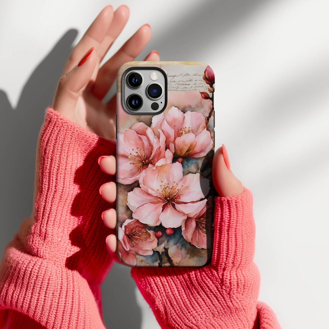 Vintage Cherry Blossom Sakura iPhone Case, Retro Pink Flowers Phone ...