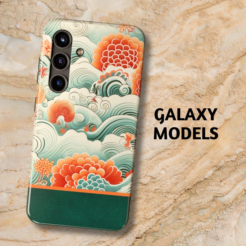 Japanese Folk Art Floral Phone Tough Case, Asian Themed Phone Case ...