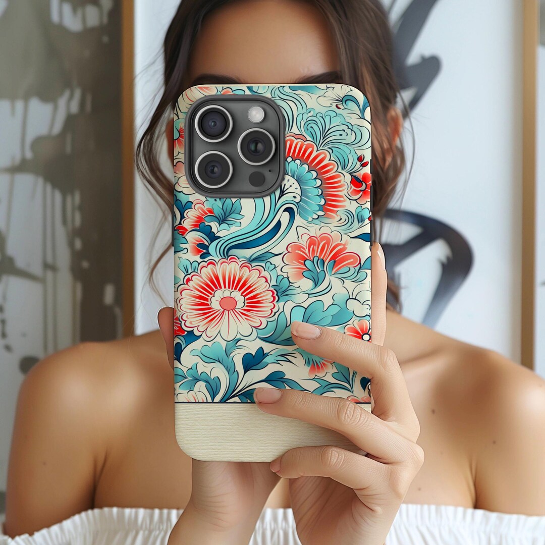 Japanese Folk Art Floral Phone Tough Case, Asian Themed Phone Case ...
