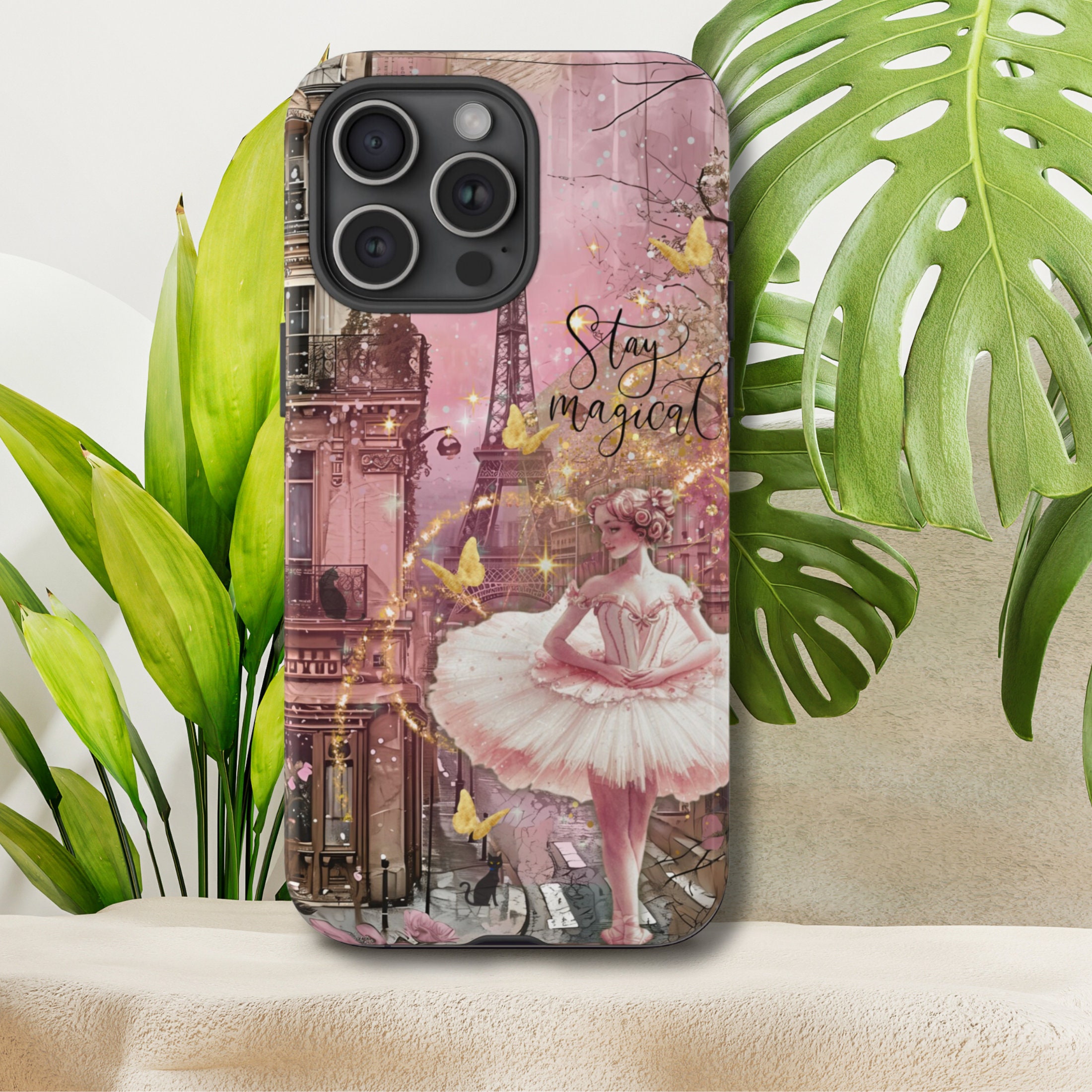 Paris France Collage iPhone Case, Pretty Ballerina Phone Case, Vintage ...