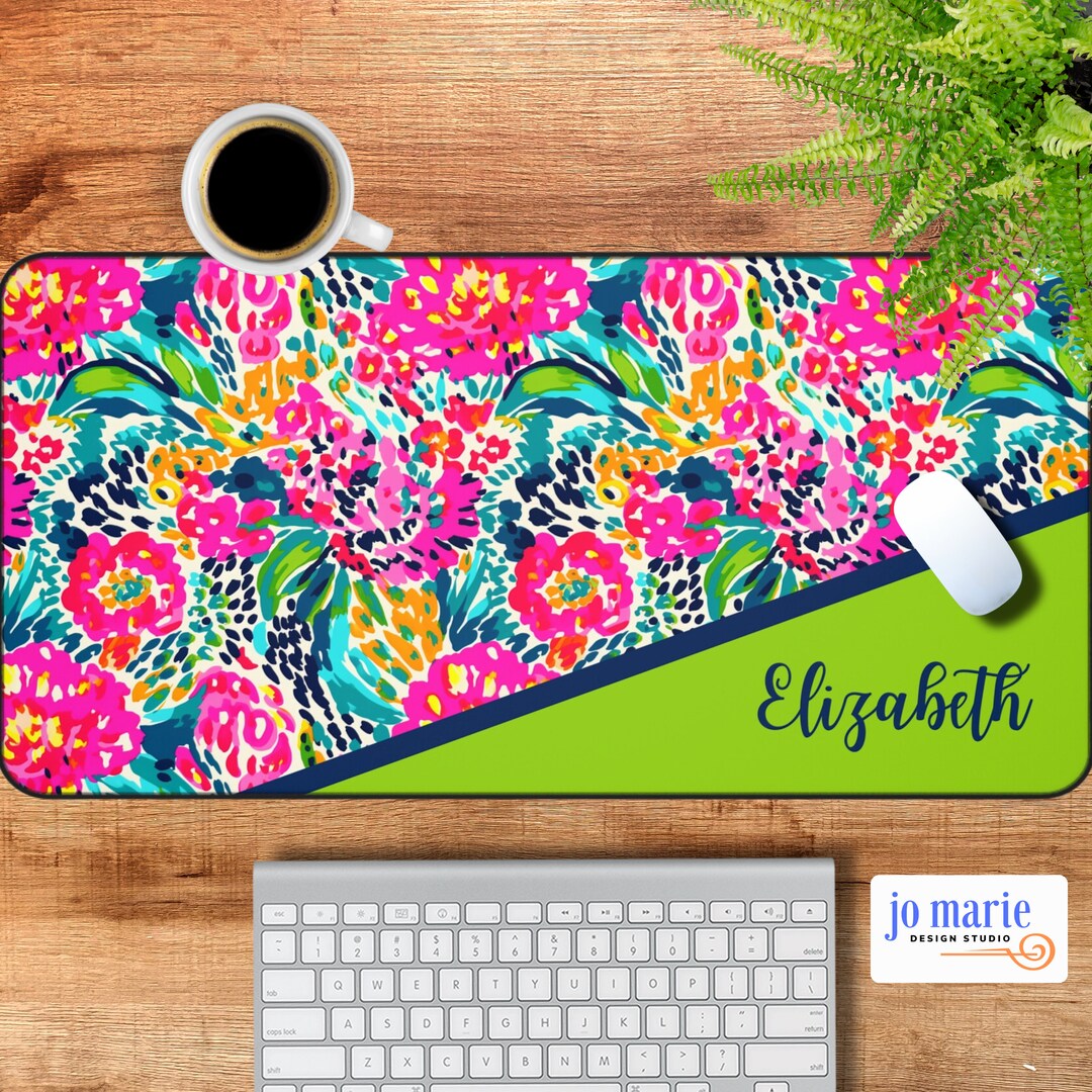 Custom Preppy Desk Mat, Personalized Trendy Mousepad, Leopard Print ...