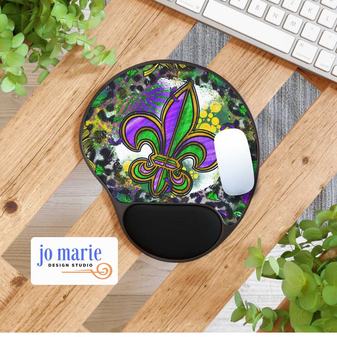 Mardi Gras NOLA Mouse Pad, New Orleans Fat Tuesday Ergonomic Wrist Rest ...