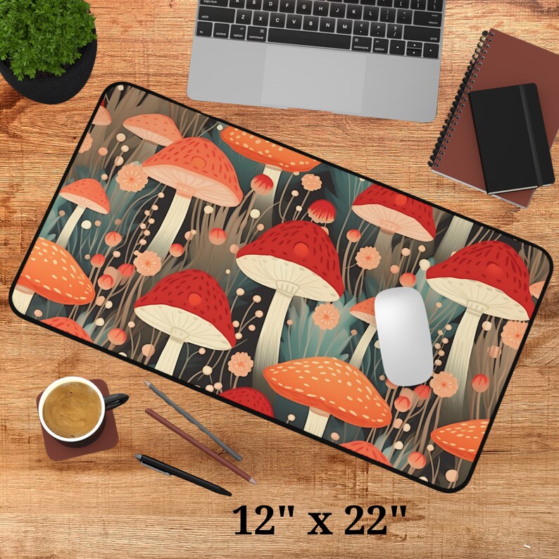 Magic Mushrooms Gaming Desk Mat, Large Anti-slip Mousepad, Mushroom ...