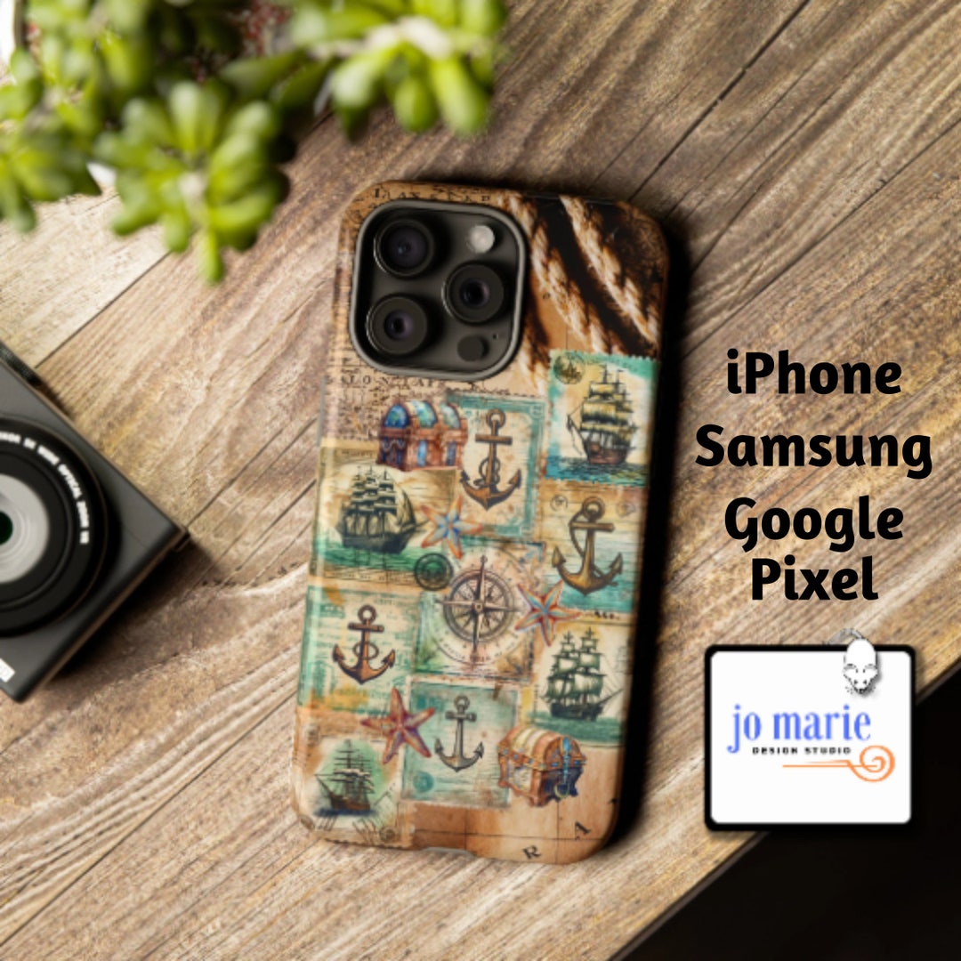 Vintage Boating Collage iPhone Case, Nautical Boats Phone Case, Old ...