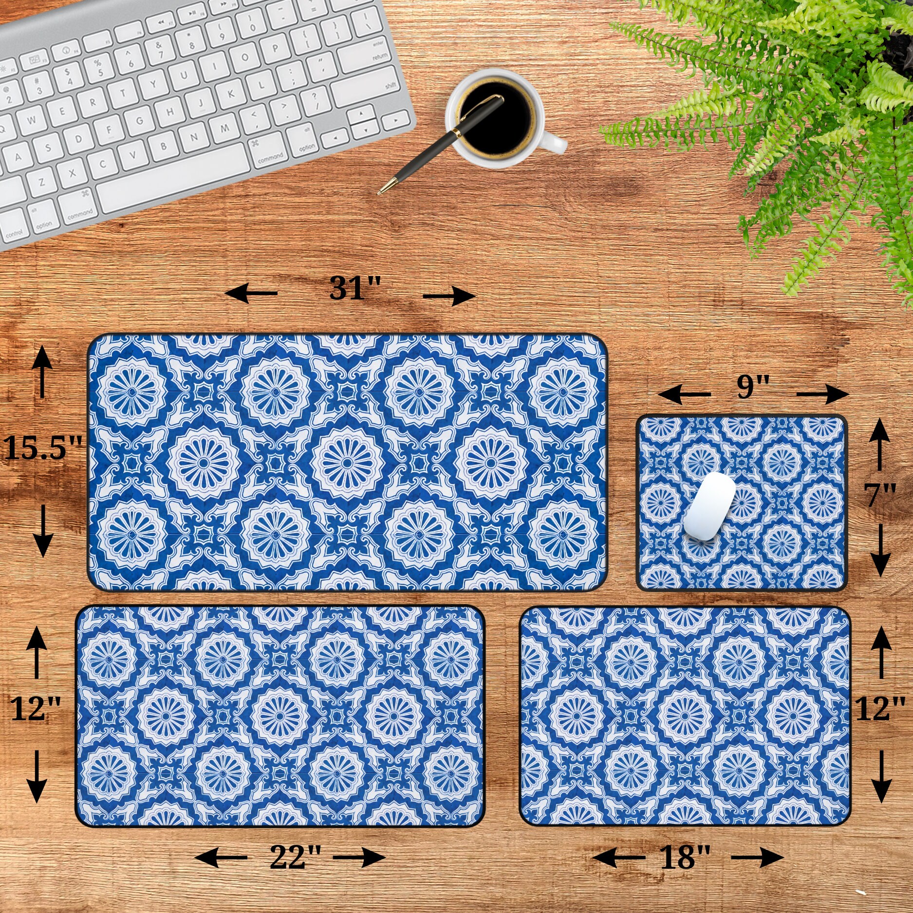 Mexican Tile Look Gaming Desk Mat, Large Anti-slip Mousepad, Mexico ...