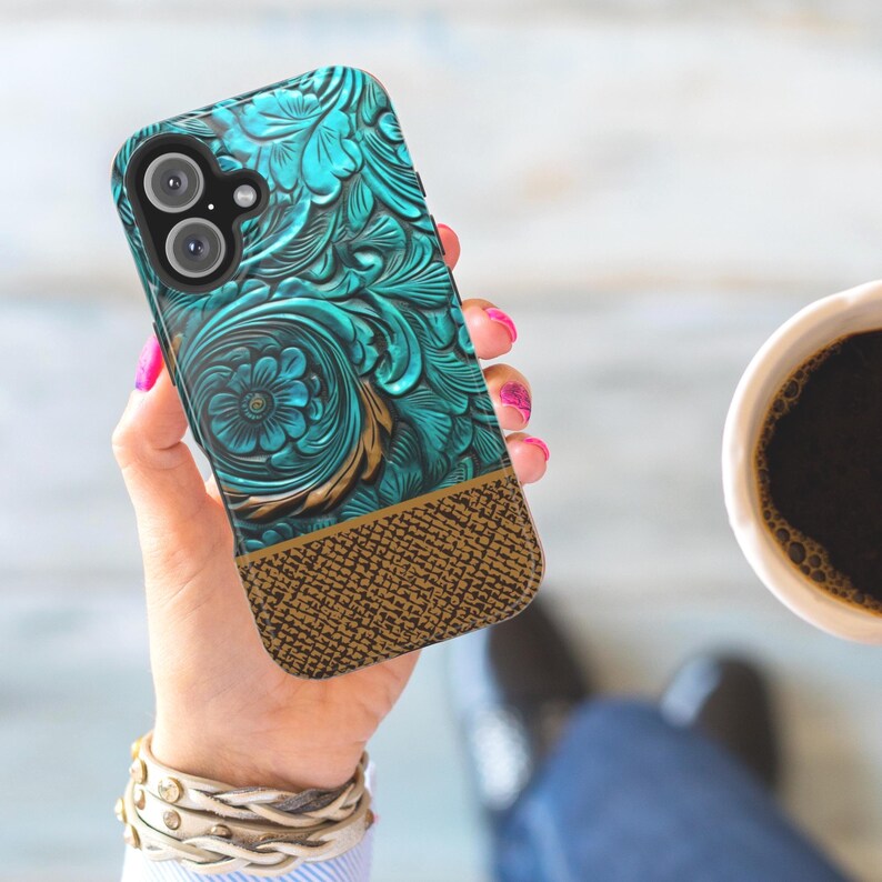 Hand-tooled Leather-look, Magsafe® iPhone Case, Western Style Tough ...