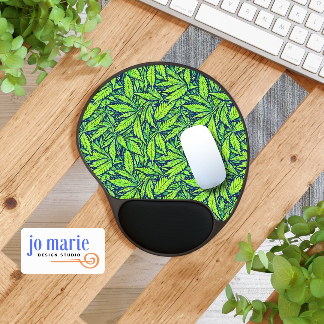 Marijuana Mouse Pad, MJ Weed Botanical, 420 Trendy, Ergonomic, Wrist ...