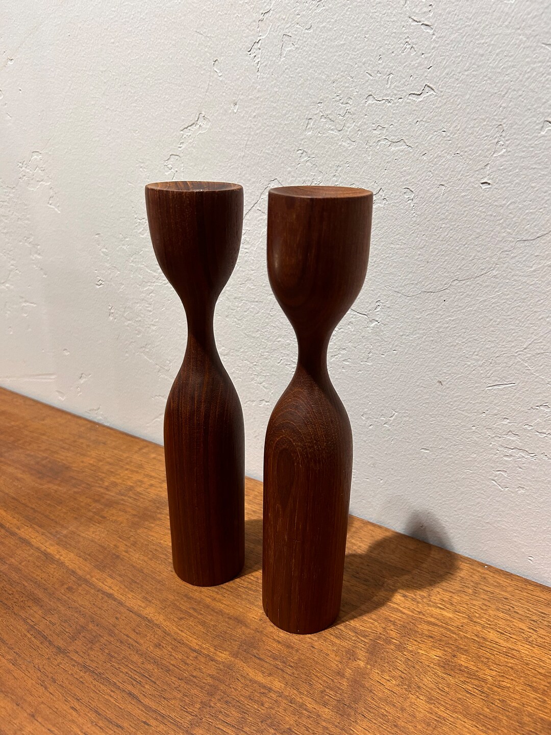 MCM Walnut Candle Sticks - Etsy