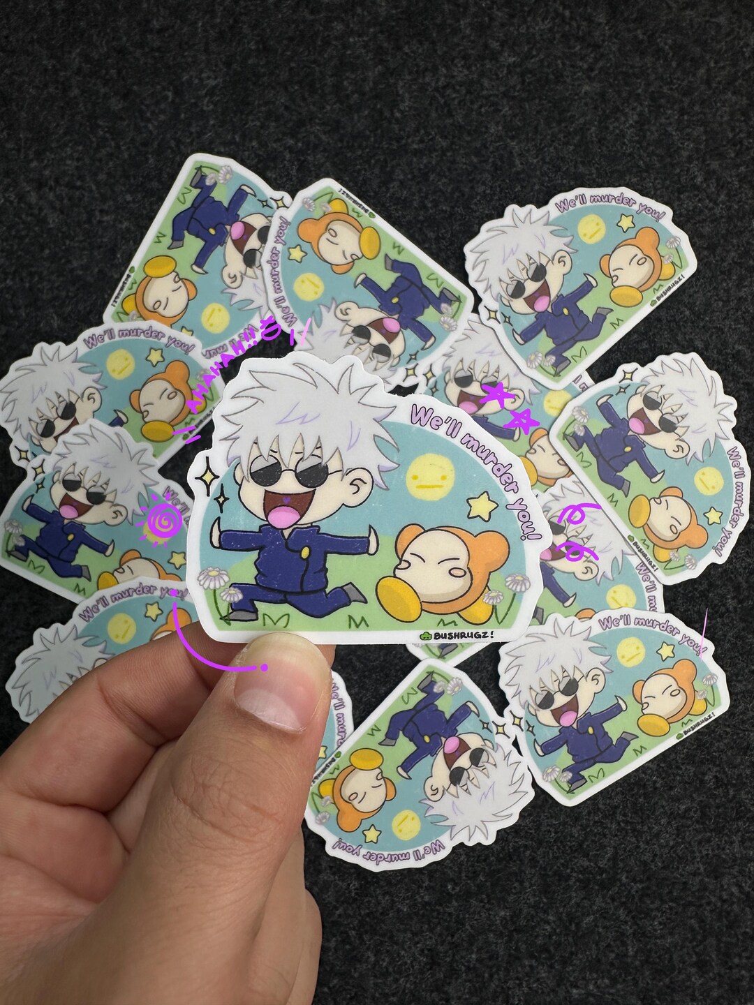 Gojo Flower Sticker W/ Waddledee VINYL MATTE - Etsy