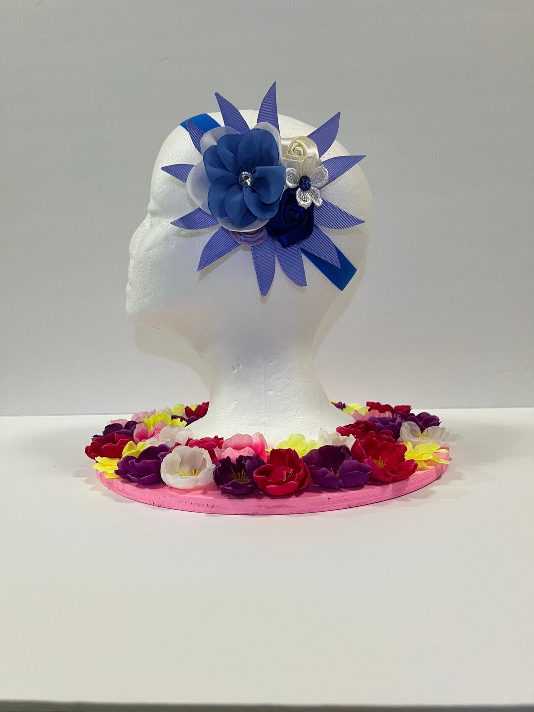 Blue and Purple Flower Bow for Babies. - Etsy