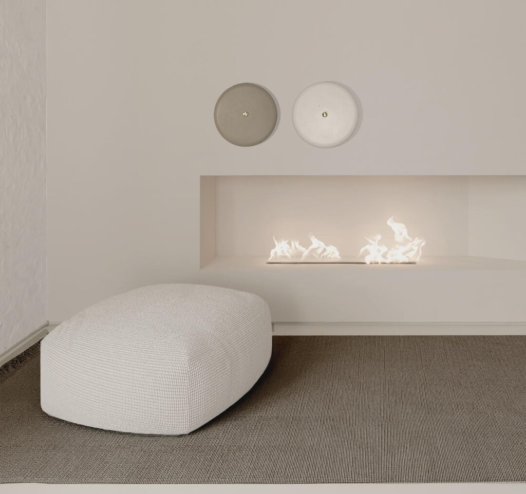 3D Round Japandi Wall Sculpture - Set of 2 White - Beige Disc Shaped ...