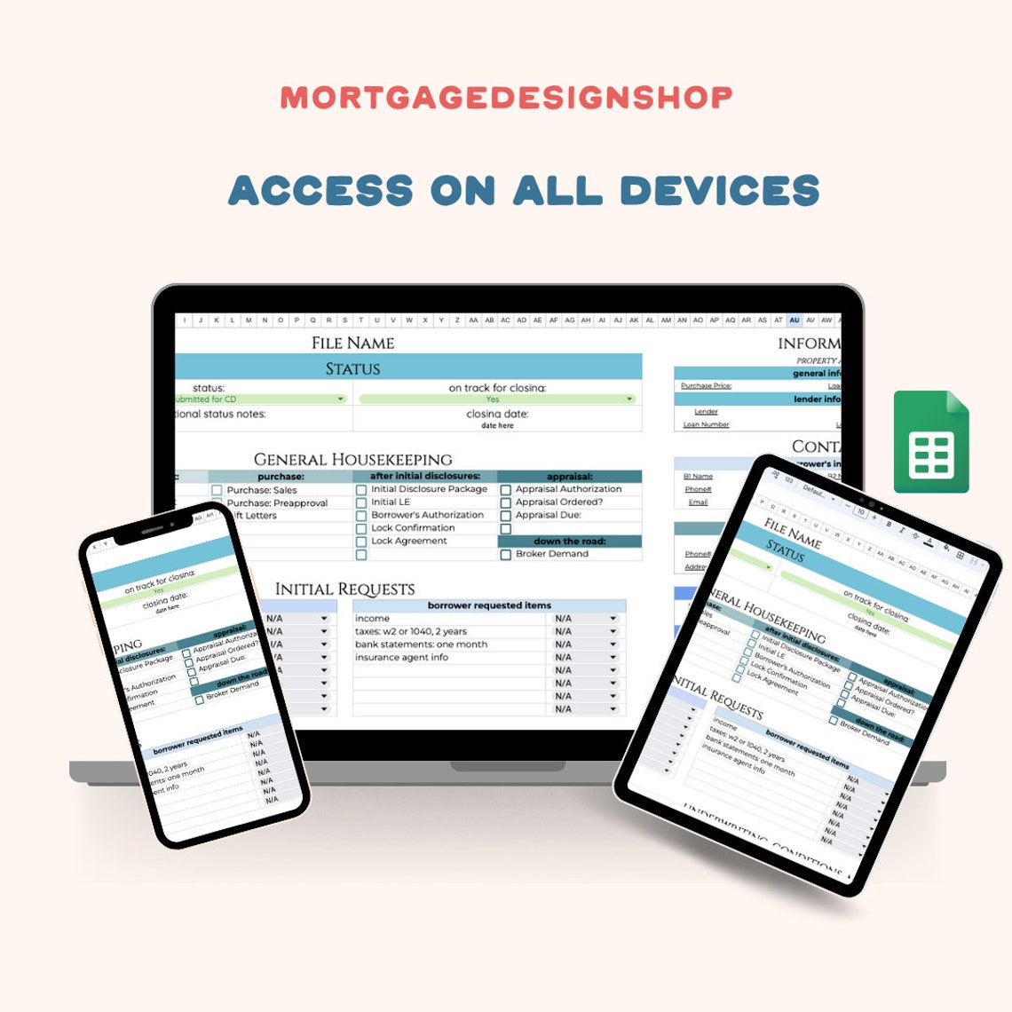 Google Sheets Mortgage Pipeline Tracker Template - Custom Loan Officer ...