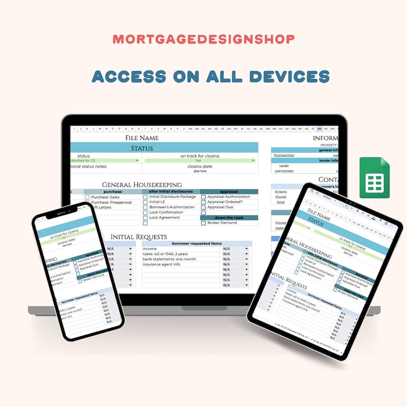 Personalized Google Sheets Mortgage Pipeline Tracker Template - Custom ...