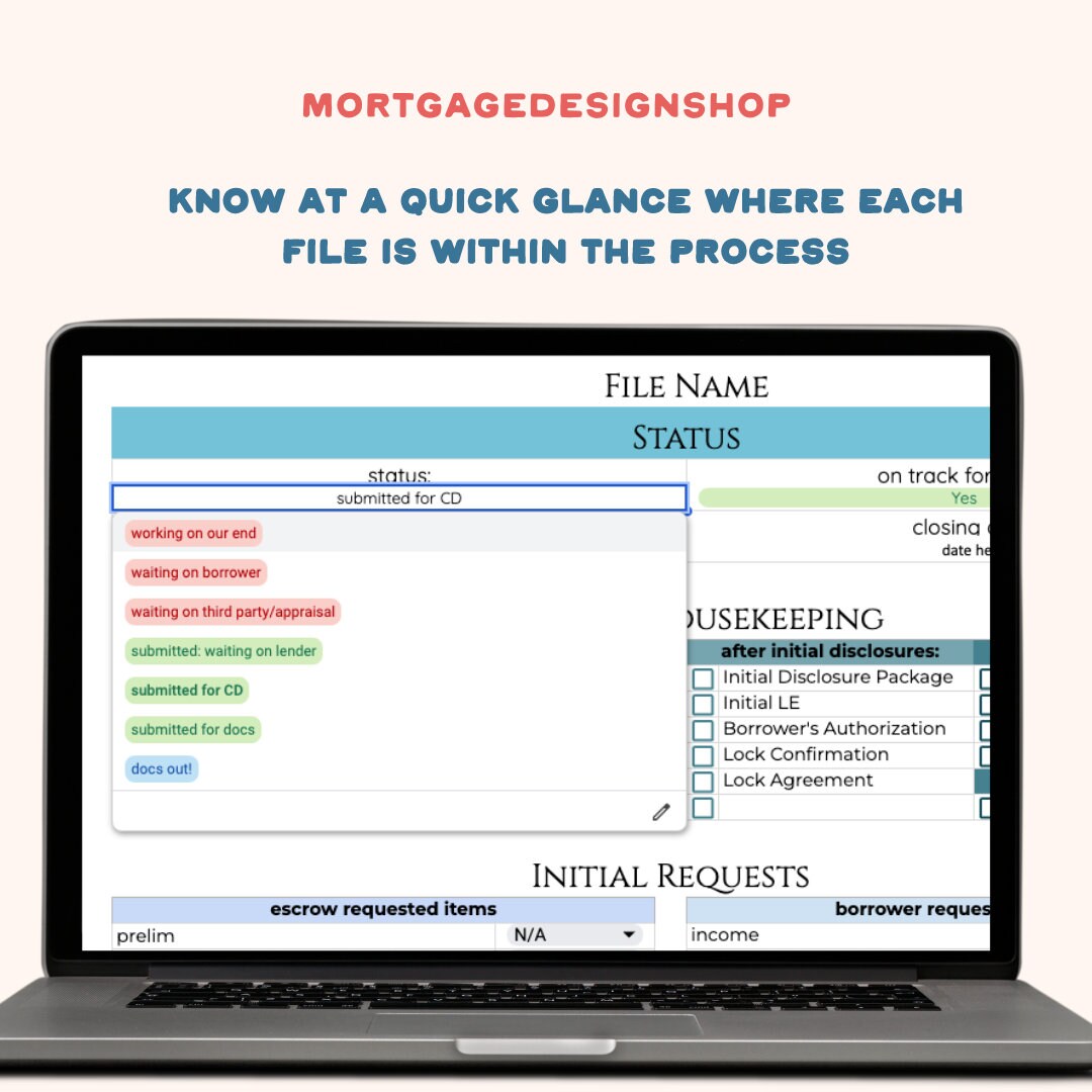 Google Sheets Mortgage Pipeline Tracker Template - Custom Loan Officer ...