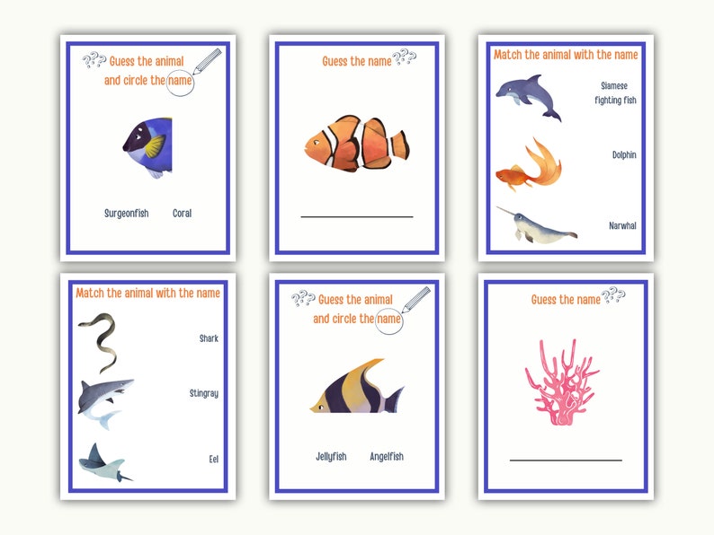 Sea Animals Printable for Kids Worksheet Activity Book Printable Pages ...