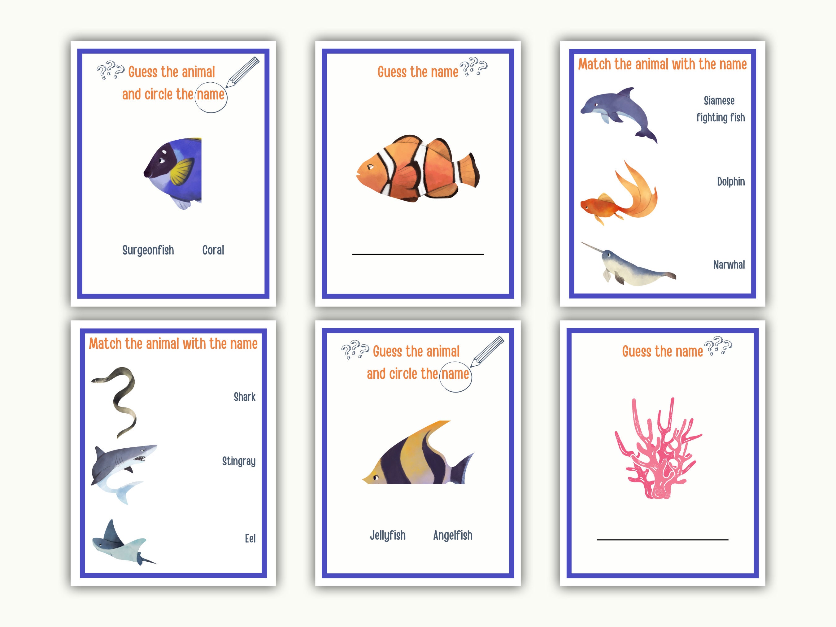 Sea Animals Printable for Kids Worksheet Activity Book Printable Pages ...