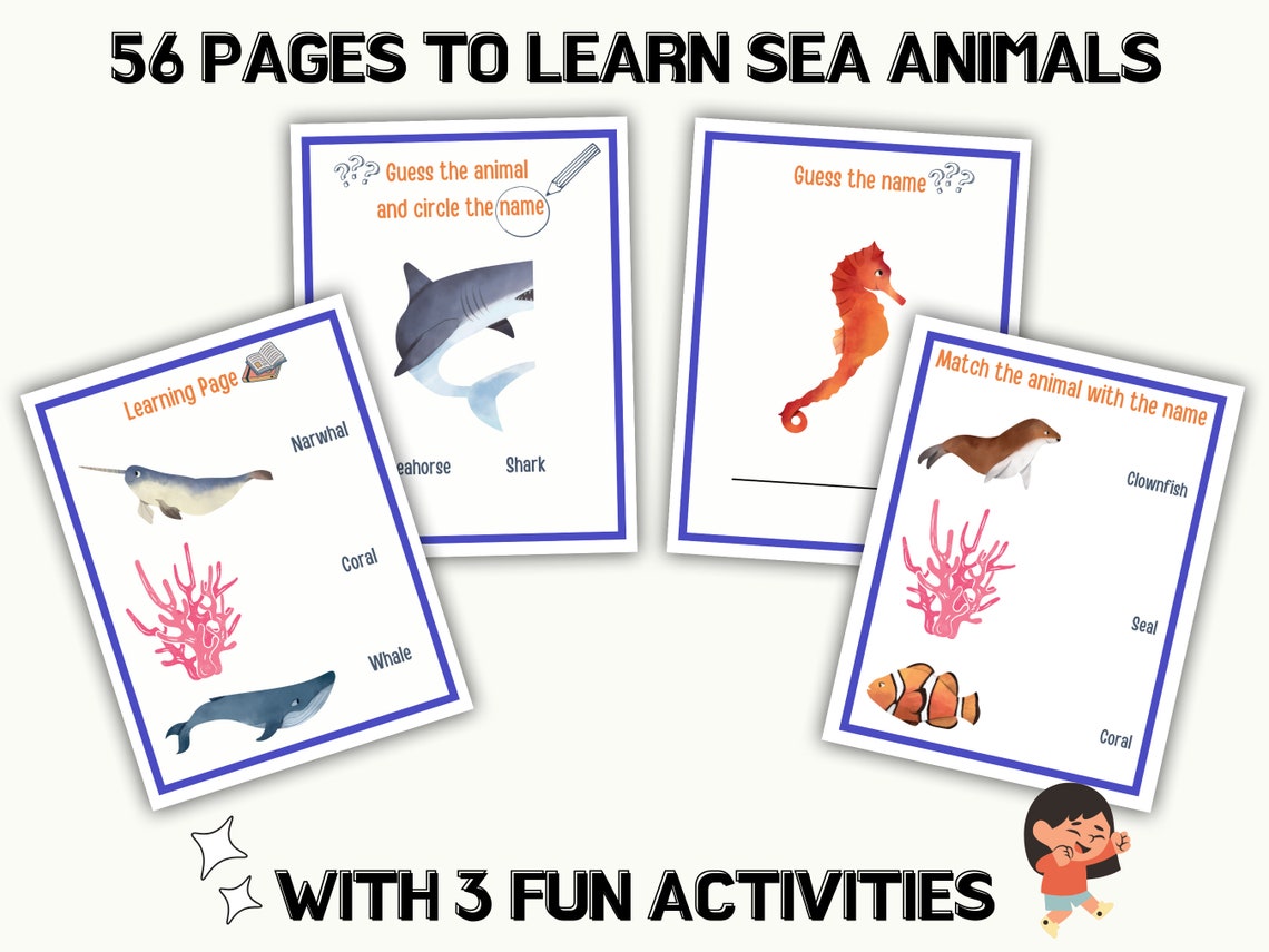 Sea Animals Printable for Kids Worksheet Activity Book Printable Pages ...