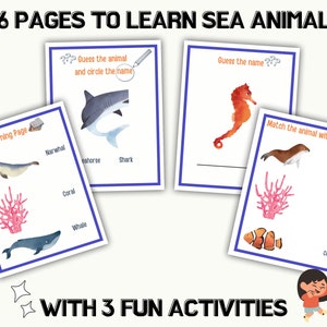 Sea Animals Printable for Kids Worksheet Activity Book Printable Pages ...