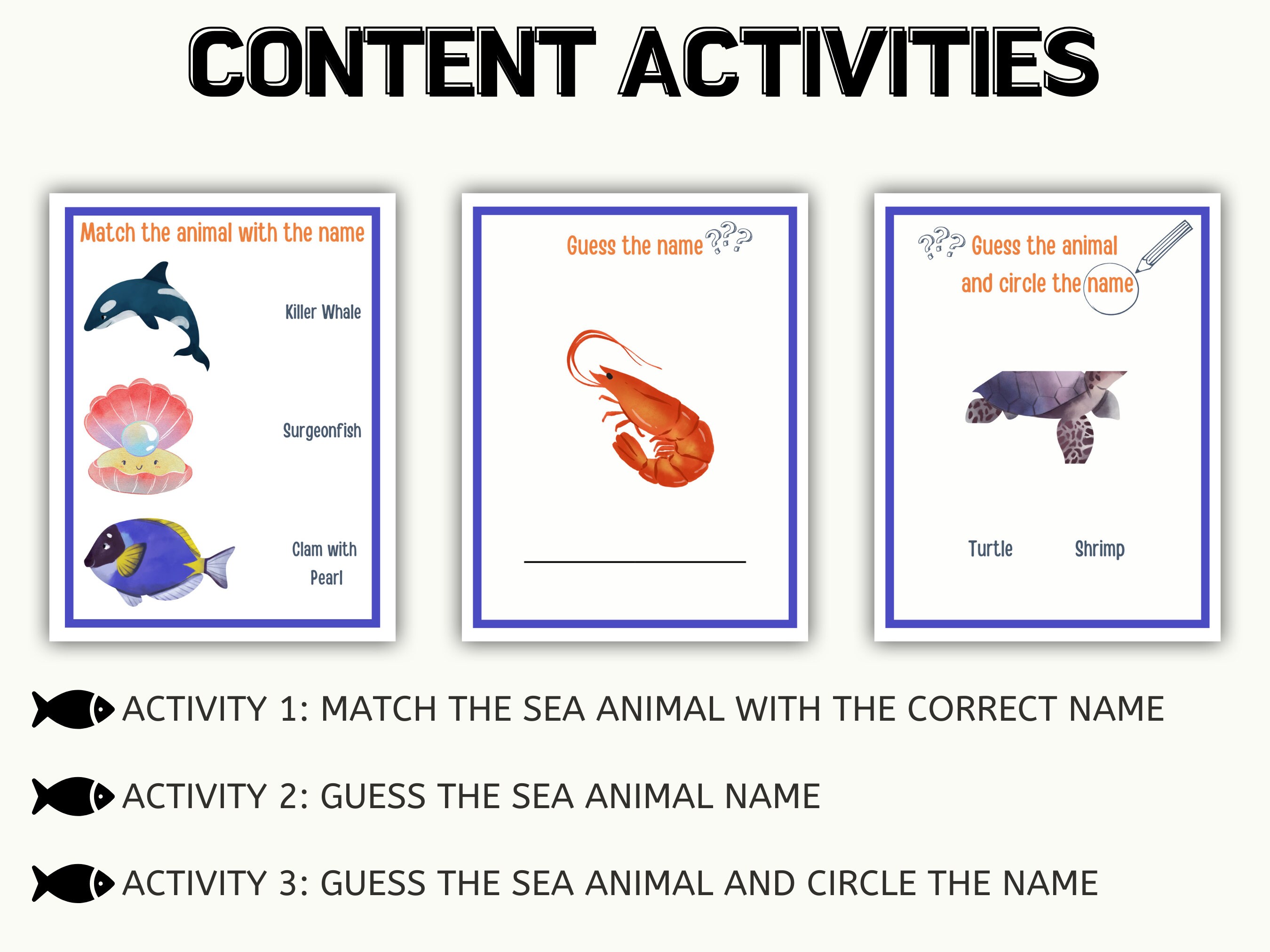 Sea Animals Printable for Kids Worksheet Activity Book Printable Pages ...