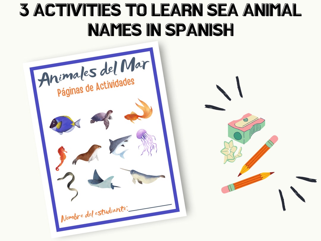 Spanish Sea Animals Printable Activity for Kids Homeschool Printable ...