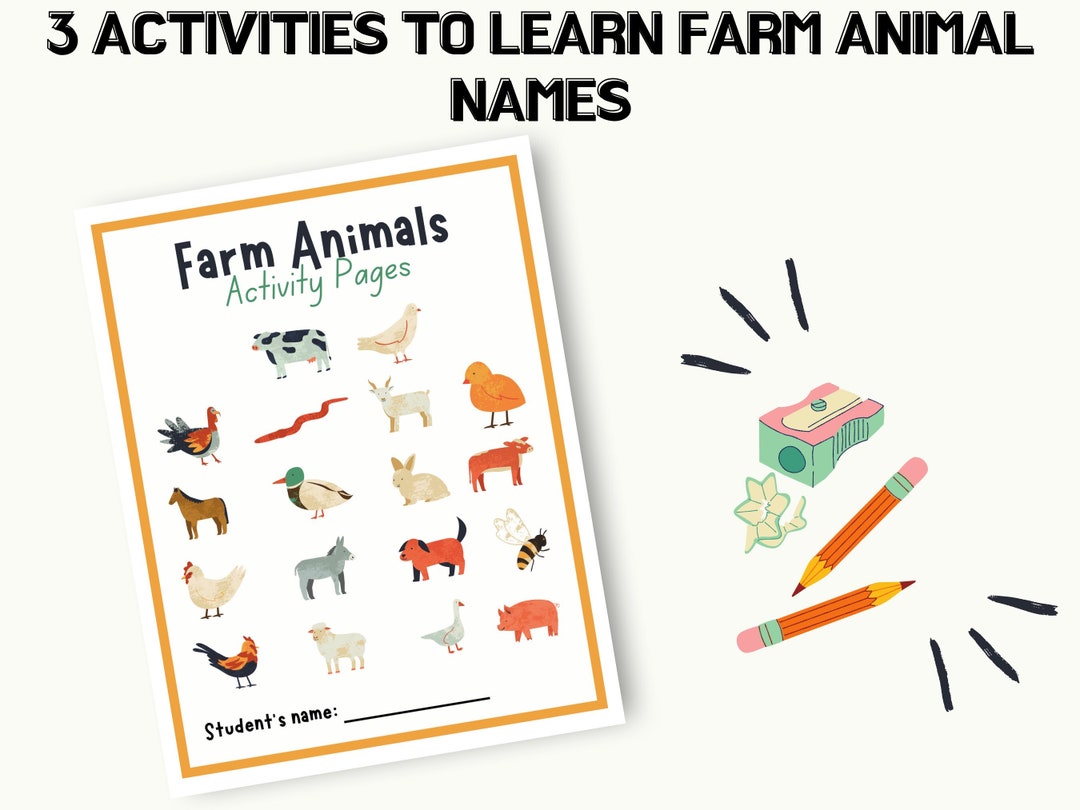 Farm Animals Printable for Kids Homeschool Activity Pages Worksheet ...