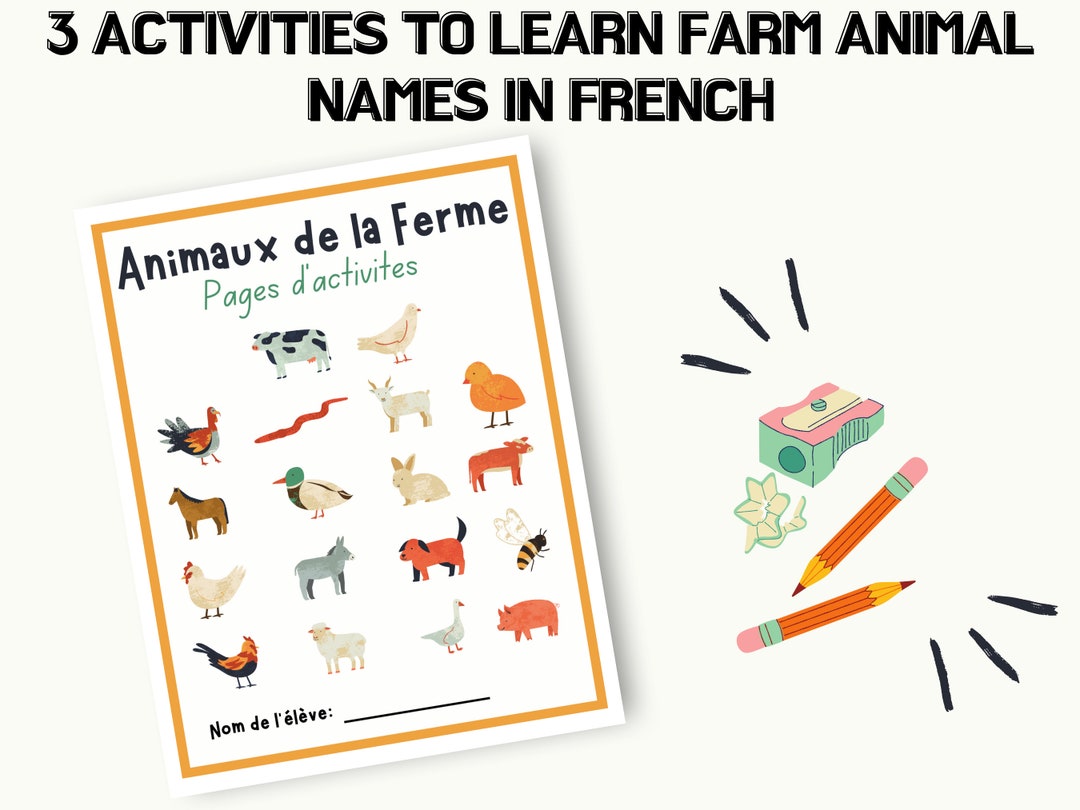 French Farm Animals Printable Pages for Kids Homeschool French Activity ...